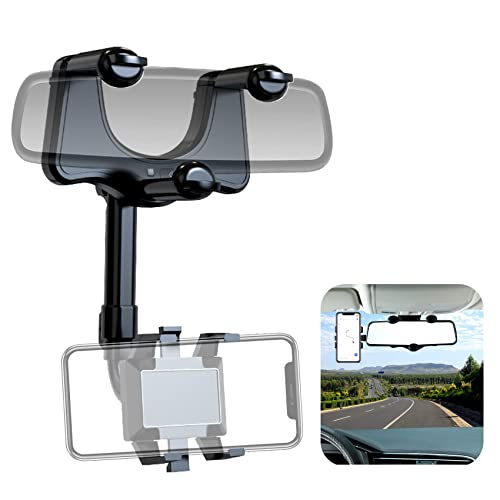 Vfoiop Rear View Mirror Phone Holder 360 Rotatable and Retractable Multifunctional Car Phone Mount Automobile Cradles for Car, Smartphones