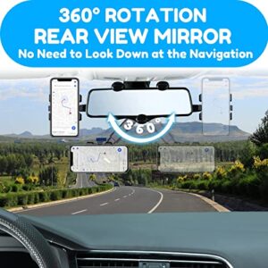 Vfoiop Rear View Mirror Phone Holder 360 Rotatable and Retractable Multifunctional Car Phone Mount Automobile Cradles for Car, Smartphones