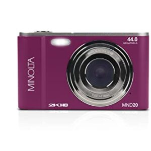 Minolta MND20 44 MP / 2.7K Ultra HD Digital Camera (Magenta)