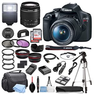 canon eos rebel t7 dslr camera w/ef-s 18-55mm f/3.5-5.6 zoom lens + 128gb memory + case + tripod + filters + accessory bundle