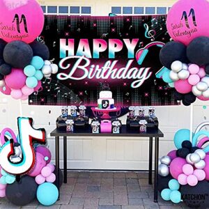 KatchOn, TIK Tok Backdrop Banner - Big, 72x44 Inch TIK Tok Party Decorations | TIK Tok Birthday Banner for TIK Tok Birthday Party Decorations | Teen Social Media TIK Tok Backdrop for Girls Birthday