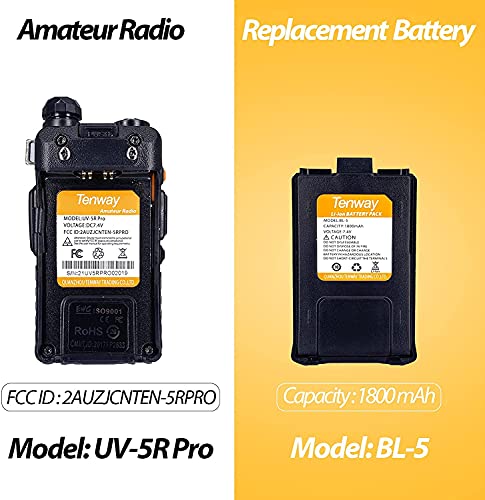 Ham Radio UV-5R Pro 8W Dual Band Two Way Radio with Handheld Speaker Mic and Antenna 2Pack and Programming Cable