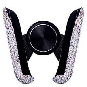 Best Bling Rhinestone Crystal Convenient Mini Car Dash Air Vent Automatic ADJUSTABLE Phone Holder (Silver)