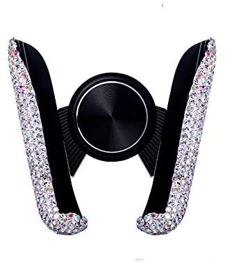 Best Bling Rhinestone Crystal Convenient Mini Car Dash Air Vent Automatic ADJUSTABLE Phone Holder (Silver)