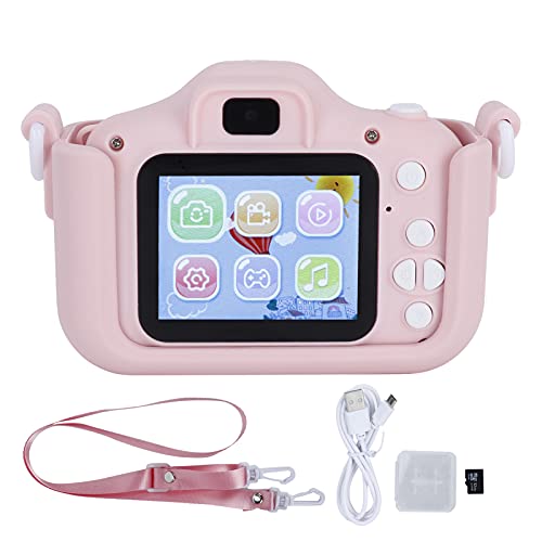 Zyyini Children's Camera Toys, 2.0inch IPS Screen Display Eye Protection Camera, 40MP Front Rear Dual Camera Cartoon Cat Photography Camera, One-Button Smart Focus, for Children Gifts(Pink)