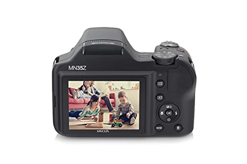 Minolta 20 Mega Pixels High Wi-Fi Digital Camera with 35x Optical Zoom, 1080p HD Video & 3" LCD, Black (MN35Z-BK)