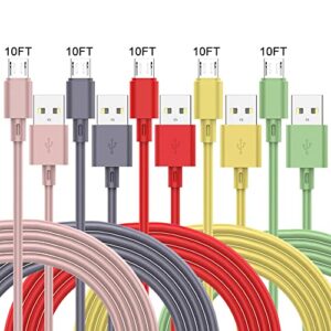 micro usb cable(10ft 5pack) android charger tpe cable charger long android phone charger cord for samsung galaxy s7 s6 edge j7 s5 note 5 4 lg g4 k40 k20 mp3 nokia sony quick data cord