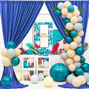 10 ft x 10 ft Royal Blue Wrinkle Free Backdrop Curtain Panels, Polyester Photography Backdrop Drapes, Wedding Party Home Decoration Supplies