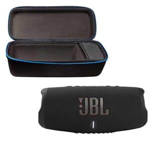 jbl charge 5 portable waterproof wireless bluetooth speaker bundle with divvi! protective hardshell case – black