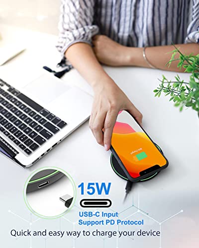 Wireless Charger for Samsung Galaxy S23/S23 Ultra/S22/S22+/S22 Ultra/S21/S21+/S21 Utral/S20/S20+/S10/S10+/S9/S9+/S8/S8+/S7/S6, Wireless Charging Pad with QC 3.0 Adapter and 6.6ft USB-C Cable, Black.