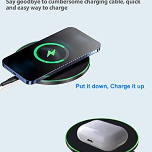 Wireless Charger for Samsung Galaxy S23/S23 Ultra/S22/S22+/S22 Ultra/S21/S21+/S21 Utral/S20/S20+/S10/S10+/S9/S9+/S8/S8+/S7/S6, Wireless Charging Pad with QC 3.0 Adapter and 6.6ft USB-C Cable, Black.