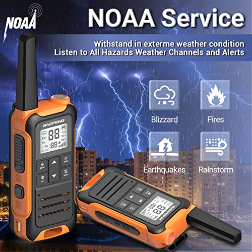 Baofeng F22 Walkie Talkies Long Range for Adults IP54 Waterproof with 22 FRS Channel Walky Talky Rechargeable Handheld Two Way Radios with NOAA Weather Flashlight for Hiking Camping Trip