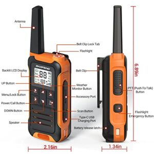 Baofeng F22 Walkie Talkies Long Range for Adults IP54 Waterproof with 22 FRS Channel Walky Talky Rechargeable Handheld Two Way Radios with NOAA Weather Flashlight for Hiking Camping Trip