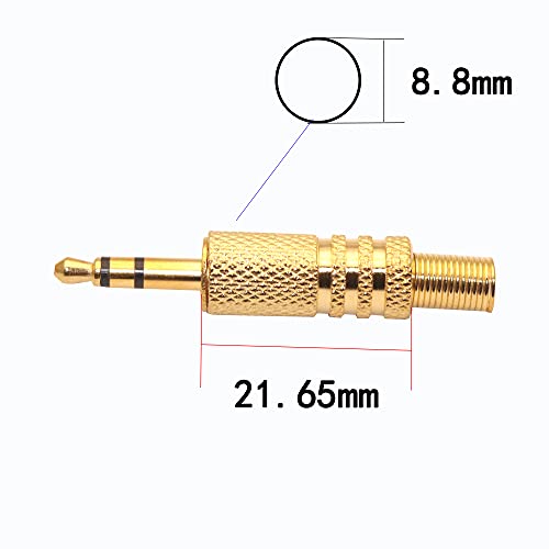 rgzhihuifz 3.5mm/1/8 Stereo Male Plug Audio Cable Connector w/Spring Coax Cable Audio Solder Adapter 3-Pack