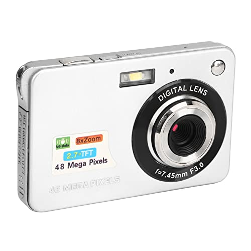 Digital Camera, 2.7 4K LCD Compact Camera, 48 MP for Shooting (Silver)