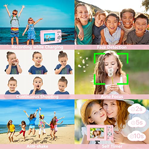 Digital Baby Camera for Kids Teens Boys Girls Adults,1080P 48MP Kids Camera with 32GB SD Card,2.4 Inch Kids Digital Camera with 16X Digital Zoom, Compact Mini Camera Kid Camera for Kids/Student（Pink）