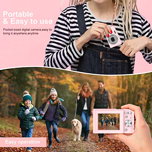 Digital Baby Camera for Kids Teens Boys Girls Adults,1080P 48MP Kids Camera with 32GB SD Card,2.4 Inch Kids Digital Camera with 16X Digital Zoom, Compact Mini Camera Kid Camera for Kids/Student（Pink）