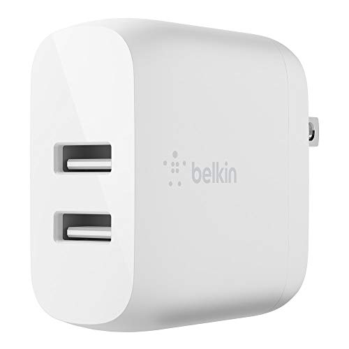 Belkin 24W Dual Port USB Wall Charger - iPhone Fast Charging - USB Charging Block for Power Bank, iPhone 14, iPhone13, iPhone 12, iPhone 11, iPad Pro, Samsung & More, iPhone Cable Not Included