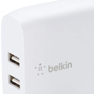 Belkin 24W Dual Port USB Wall Charger - iPhone Fast Charging - USB Charging Block for Power Bank, iPhone 14, iPhone13, iPhone 12, iPhone 11, iPad Pro, Samsung & More, iPhone Cable Not Included