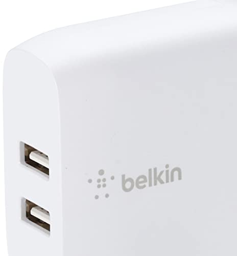 Belkin 24W Dual Port USB Wall Charger - iPhone Fast Charging - USB Charging Block for Power Bank, iPhone 14, iPhone13, iPhone 12, iPhone 11, iPad Pro, Samsung & More, iPhone Cable Not Included