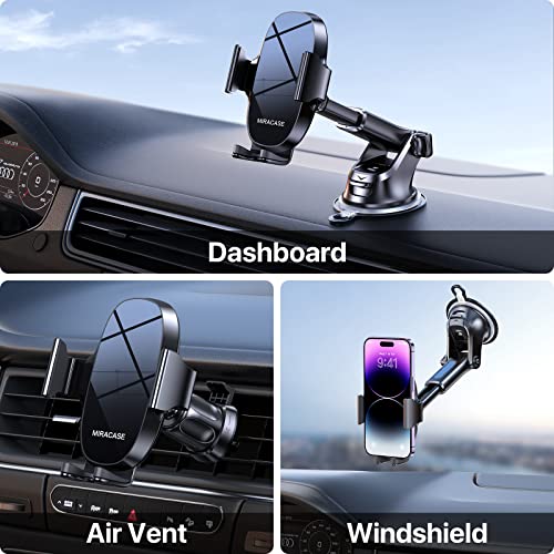 Miracase 4-in-1 Cell Phone Holder for Car, Universal Car Phone Holder Mount for Dashboard Air Vent Windshield Compatible with iPhone 14 Series/iPhone 13 Series/iPhone 12/Samsung and All Phones