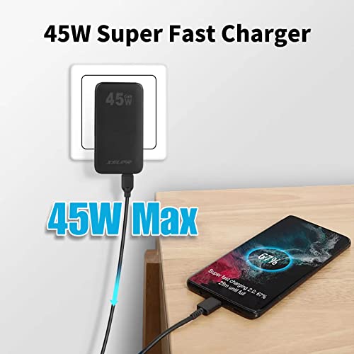 Flat USB Wall Charger, 45W USB c GaN Charger, Super Fast Charger, Folding Dual Port Wall Charger with PD 3.0 & GaN for Laptops, Tablets, Phones