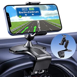 360 degree rotation dashboard cell phone holder for car clip mount stand suitable for 4 to 7 inch smartphones (black)