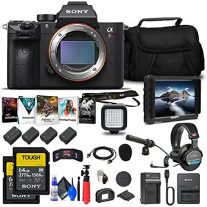 sony alpha a7r iva mirrorless digital camera (body) (ilce7rm4a/b) + 4k monitor + pro headphones + pro mic + 2 x 64gb memory card + corel photo software + case + more