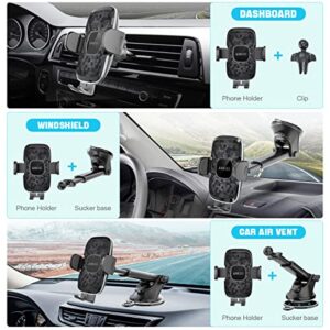 Car Phone Holder Mount, Suction Cup Cell Phone Holder with Gel Pad for Dashboard Windshield Air Vent 3-in-1, Stable Universal Cellphone Mount Holder Compatible with iPhone, Samsung, Android Mobile