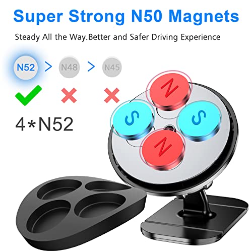 【 2-PACK 】Magnetic Phone Car Mount,【 Super Strong Magnet 】Magnetic Car Phone Holder for Dashboard 【 360° Rotation 】Universal Magnetic Dash Mount Cell Phone Holder iPhone Car Mount Fits All Smartphones