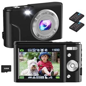 digital camera, bofypoo autofocus kids vlogging camera fhd 1080p 48mp with 32gb memory card, 16x zoom point and shoot digital camera, compact camera for teens,beginners