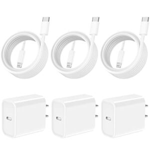 3 pack iphone fast charger [apple mfi certified] lightning cable 20w usb c wall charger 6ft usb c to lightning cord pd fast type c charging block plug adapter for iphone 14 13 12 11 xr x xs 8 ipad