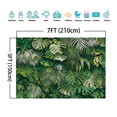 Tropical Green Leaves Theme Photography Backdrops 7X5FT Vinyl Wedding Bride Shower Party Decor Newborn Baby Shower Banner Photo Background Studio Shooting Props