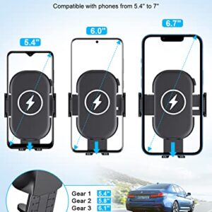 OBRFFE Wireless Car Charger Mount [QC 3.0 Car Charger Included], Max 15W Qi Fast Charging Phone Mount for Car Air Vent Compatible with iPhone 14 13 12 11 Pro Max/XR/XS/X, Galaxy Note 20/S23/S22, etc