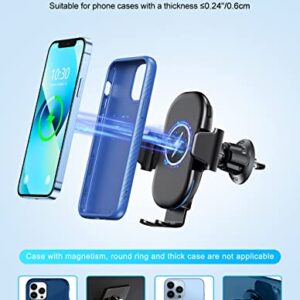 OBRFFE Wireless Car Charger Mount [QC 3.0 Car Charger Included], Max 15W Qi Fast Charging Phone Mount for Car Air Vent Compatible with iPhone 14 13 12 11 Pro Max/XR/XS/X, Galaxy Note 20/S23/S22, etc