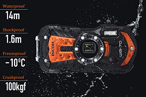 Ricoh WG-70 Orange Waterproof Digital Camera 16MP