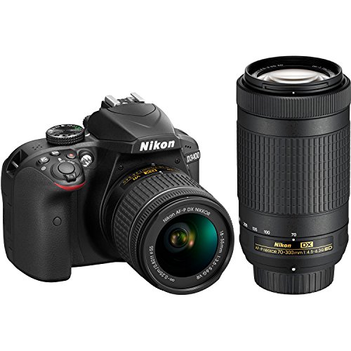 Nikon D3400 24.2MP DSLR Camera with AF-P 18-55 VR and 70-300m Lenses (1573B) - (Renewed)