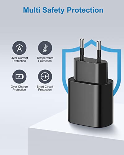 S23 S22 S21 Super Fast Charger Type C, European EU Travel Plug Adapter, 25W PD/PPS USB C Fast Wall Charger Block & 6FT Long Fast Charging Cable for Samsung Galaxy S23/S23 Ultra/S22/S22 Ultra/S21+/Note