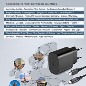 S23 S22 S21 Super Fast Charger Type C, European EU Travel Plug Adapter, 25W PD/PPS USB C Fast Wall Charger Block & 6FT Long Fast Charging Cable for Samsung Galaxy S23/S23 Ultra/S22/S22 Ultra/S21+/Note