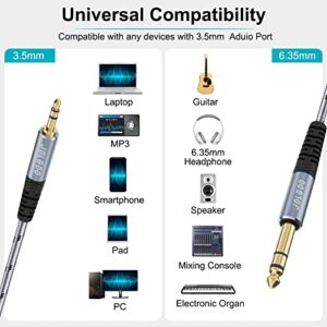 JOLGOO 3.5 mm TRS to 1/4" TRS Stereo Interconnect Cable, 6.35mm 1/4" Male to 3.5mm 1/8" Male TRS Stereo Audio Cable, 3.3 Feet