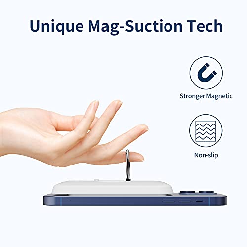 iWALK Magnetic Wireless Power Bank, 6000mAh Portable Charger with Finger Holder, Stronger Magnet Stick for Phone with Unique Mag-Suction Tech, Only Compatible with iPhone 14/13/12 Pro Max