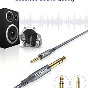 AkoaDa 1/4 to 1/8 Cable Stereo Audio Cable 【10ft】6.35mm 1/4" Male to 3.5mm 1/8" Male TRS Bidirectional Stereo Audio Cable Jack for Guitar, iPod, Laptop, Home Theater Devices, Amplifiers(Grey)