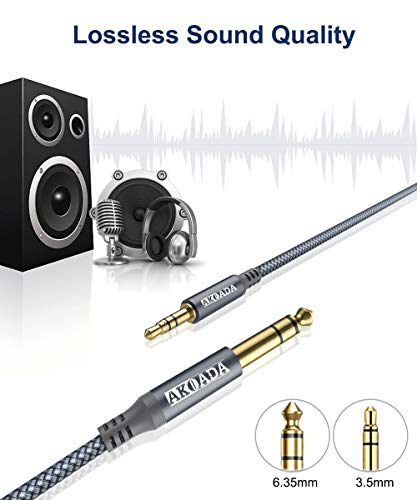 AkoaDa 1/4 to 1/8 Cable Stereo Audio Cable 【10ft】6.35mm 1/4" Male to 3.5mm 1/8" Male TRS Bidirectional Stereo Audio Cable Jack for Guitar, iPod, Laptop, Home Theater Devices, Amplifiers(Grey)