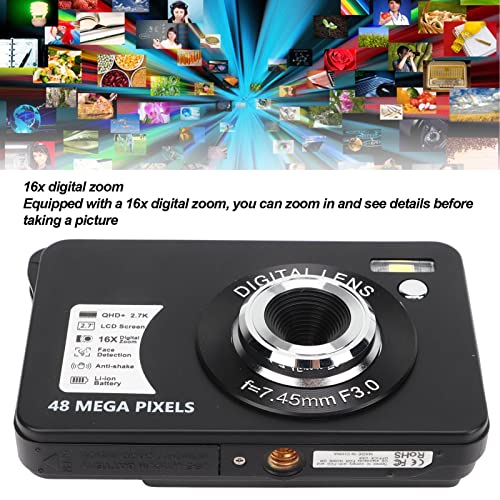 Digital Camera for Kids Camera Boys and Girls, 2.7K 48MP 16x Digital Zoom Camera with Fill Light and 2.7 Inch Screen Portable Vlogging Camera Gifts for Kids Teens Adults Girls