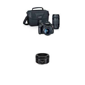 eos rebel t7 ef18-55mm + ef 75-300mm double zoom kit with ef 50mm f/1.8 stm lens