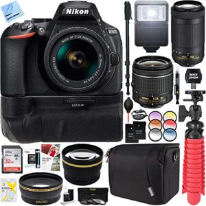 nikon d5600 24.2 mp dx-format dslr camera with af-p 18-55mm vr & 70-300mm lens kit + 32gb battery grip accessory bundle