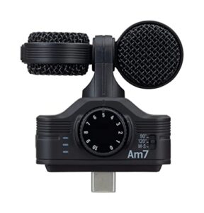 zoom am7 stereo microphone for android, mid-side stereo, rotatable capsule for alignment with camera, for recording audio for music, videos, interviews, and more