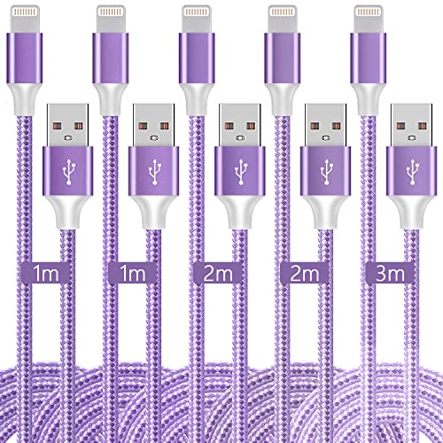 iPhone Charger,iPhone Charging Cable 5Pack (3/3/6/6/10ft) Mfi Certified iPhone Charger Fast Charging Cable Nylon Braided iPhone Chargers Cord Compatible with iPhone 13/12/11Pro/XS MAX/XR/X/8/7/6S