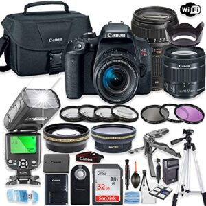 canon eos rebel t7i dslr camera bundle with canon ef-s 18-55mm stm lens & tamron 70-300mm zoom lens + 32gb sandisk memory + canon case + ttl speedlight flash (good upto 180 feet) + accessory bundle