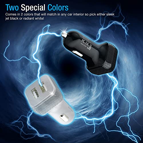 Zonlaky Car Charger 2 Pack, 24W Dual USB Car Charger - Black, SmartUSB Port Car Adapter Compatible iPhone 13/12/11/XR/Xs, iPad Pro/Air 2/Mini, LG, Pixel, Galaxy (Not Compatible with Quick Charge)